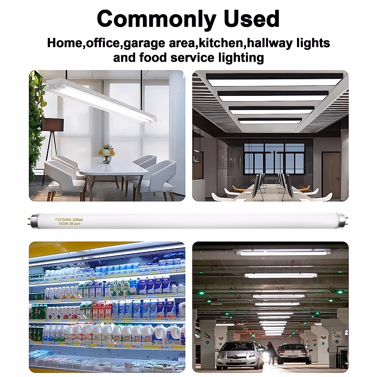 Konideke 25 Pack T8 Fluorescent Bulbs 4 Foot, F32T8/865 Fluorescent Light Bulb 48 Inch 32 Watt 6500K Daylight 2500 Lumens G13 Base