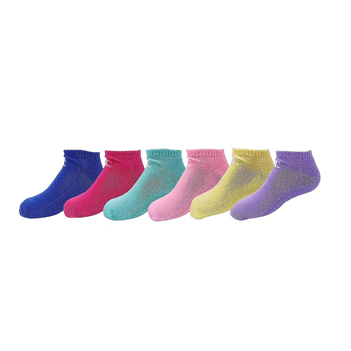 Champion Girls 6pk. Colorful No Show Socks (Multi-Colored, US SHOE SIZE: 3Y-5Y / SOCK SIZE: 7-9)