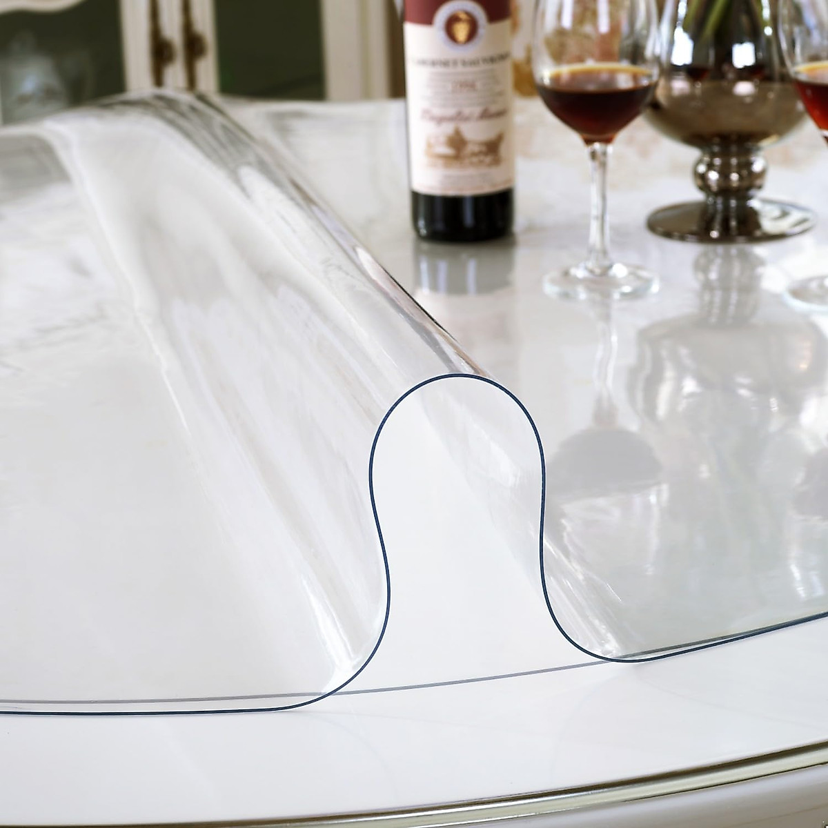 OstepDecor Clear Round Table Protector 40 Inches 1.5mm Thick Round Clear Table Cover Protector, Round Plastic Table Protector for Dining Room Table, Waterproof PVC Circle Table Pad