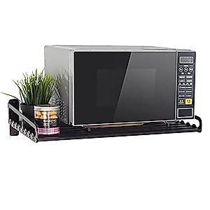 Goyappin Wall-Mounted Electric Oven Holder Shelf, 23.58"x15.52" Microwave Wall Shelf Microwave Oven Rack Kitchen Wall Pot Pan Rack Weight Bearing 80 lbs for Electric Oven Microwave