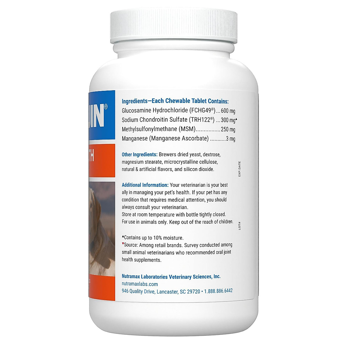 Nutramax Laboratories Cosequin Maximum Strength Joint Health Supplement for Dogs - With Glucosamine, Chondroitin, and MSM, 60 Chewable Tablets