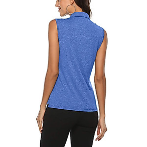 AIRIKE Golf Polo Shirts for Women Sleeveless Summer Sports Athletic Fashionable Workwear-Quick Dry Womens Tank Tops B-Blue