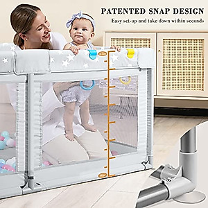 ANGELBLISS Baby Playpen, Large Baby Playard, Play Pens for Babies and Toddlers with Gate, Indoor & Outdoor Play Area for Infants, Kids Safety Play Yard with Star Print (Grey, 50"×50")