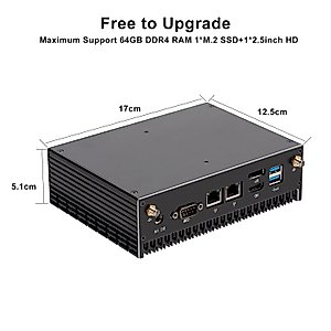VENOEN Fanless Mini PC 6 Core i7 10710U with Win 11,Dual LAN Silent Portable Computer,HD 2.0/DP 4K Display,RS232 COM,USB-C,WiFi,BT 5.1,16GB DDR4 512GB M.2 SSD
