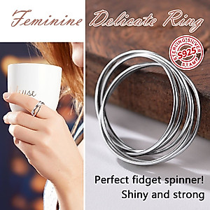 ChainsProMax Silver Rolling Ring Size 8 Interlocked Anxiety Ring Cute Stackable Knuckle Rings for Women Sterling Silver