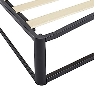 Amazon Basics Metal Platform Bed Frame with Wood Slat Support, 6 Inches High, Twin, Black