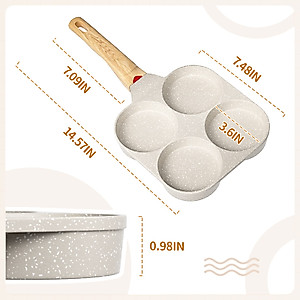 Innerwell Egg Frying Pan - 4 Cup Egg Pan Nonstick, Versatile Fried Egg Pan, Breakfast Skillet for Pancake, Hamburger, Sandwiches, Compatible with Gas Stove & Induction Cookware, Easy to Clean