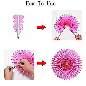 Pastel Blue Pink Peach Tissue Paper Fan Garland Decoration Set 3D Fan Glittering Circle Star Banner Backdrop for Easter Birthday Wedding Graduation Christmas Parties Home Shop Office School Nursery