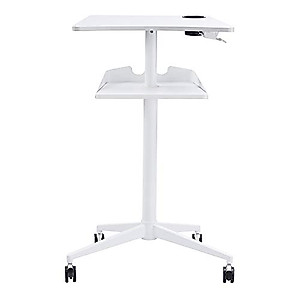 Safco Products 1944WH VUM Pneumatic Height-Adjustable Stand-Up Mobile Laptop Computer Workstation, Mobile Computer Cart, 22.875" D x 30.75" W x 48.25" H
