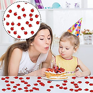 Halodete Apple Birthday Confetti - Baby Shower Party Table Decorations - Fruit Party Confetti - Summer Apple Table Scatter Confetti Decorations - Red Glitter, 120pcs