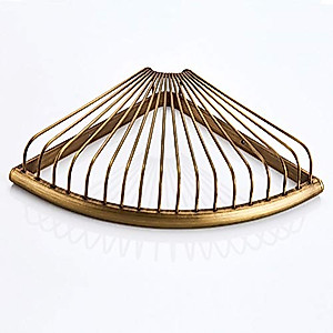 Amosfun Bathroom Organization and Storage Fan Shape Bath Storage Shelf Rack Wall Mount Bathroom Shower Organizer Basket Retro Storage Shelf Basket (Bronze)