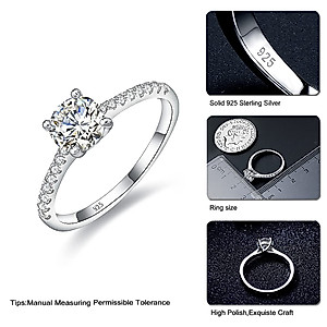 DAYBYDAY Moissanite Wedding Rings for Women 925 Sterling Silver 1 Carat Createcd Diamond Moissanite Engagement Ring Size 6