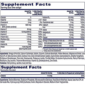 ONE A DAY Women’s Prenatal Advanced Complete Multivitamin with Brain Support* with Choline, Folic Acid, Omega-3 DHA & Iron for Pre, During & Post Pregnancy, 60+60 Ct (120 Total) (Packaging May Vary)