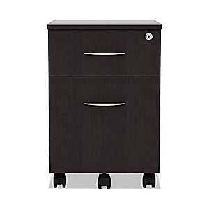 Alera ALEVABFES Valencia Series 15.88 in. x 19.13 in. x 22.88 in. Mobile Box/File Pedestal - Espresso