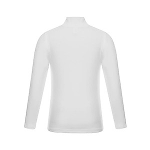 Linjinx Kids Boys Girls Thermal Underwear Tops Baselayer Turtleneck Long Sleeve T-Shirts Athletic Tee White 9-10 Years