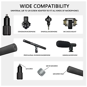 Portable Handheld Boom Pole for Shotgun Mic, 3-Section Extendable Microphone Arm for Filming with 3/8" and 5/8" Threads, 3ft to 8.3ft Adjustable Length