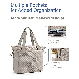 BAGSMART Quilted Tote Bag, Top Handle Handbags for Women, Shoulder Bag, Durable Carry Handles, Machine Washable, 25L Large Hobo Bag for Work, Travel