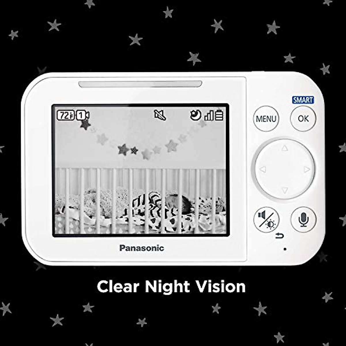 Panasonic Baby Monitor with Camera and Audio, 3.5” Color Video, Extra Long Range, Secure Connection, 2-Way Talk, Soothing Sounds, Remote Pan, Tilt, Zoom - 1 Camera - KX-HN4101W (White)