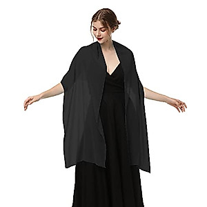 Chiffon Shawls and Wraps for Evening Dresses Women Elegant Soft Scarf Bridal Scarve Wedding Stole(Black(chiffon), One Size)