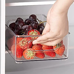 BS ONE Refrigerator Organizer Bins, Set Of 6 Stackable Fridge Organizers and Storage Clear, Two Size Plastic Storage Bins for Pantry, Kitchen Cabinets, Shelves, Drawer, Freezer