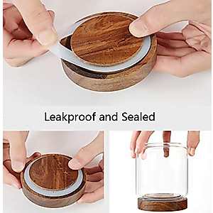 Glass Food Storage Jar 950ml/32oz Clear Glass Canister with Airtight Seal Acacia Wood Lids Kitchen Food Storage Container for Coffee Bean Loose Tea Spice Bottle Sugar Cookies Nuts Snack Candy Jar