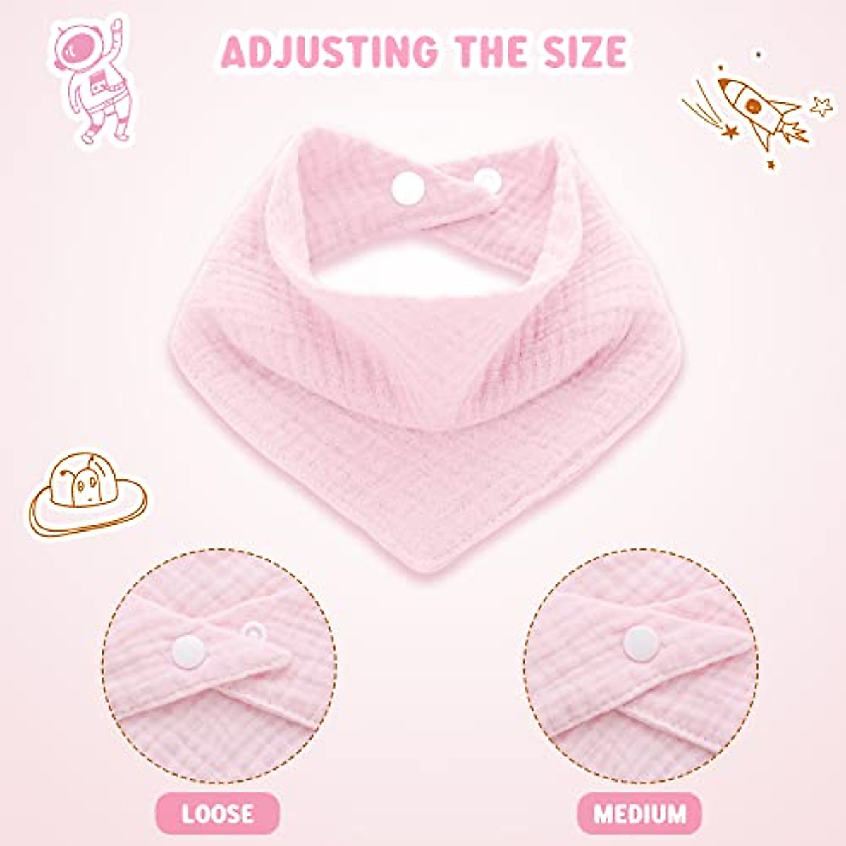 AIXMEET 10 Pack Muslin Baby Bibs, Absorbent Baby Bandana Drool Bibs, Solid Colors Set for Teething and Drooling, Stylish Unisex Bibs, Soft Teething Bibs for Infants, Easy to wash, easy to put on