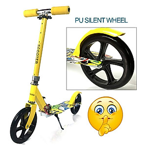 ygqtbc Scooters for Kids 8 Years and up - Featuring Quick-Release Folding System - Dual Suspension System + Scooter Shoulder Strap Big Wheels Great Scooters for Adults and Teens (Color : Yellow)