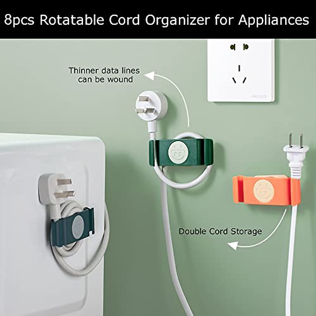 8Pcs Cord Organizer for appliances Rotatable Cord Winder Cord Wrapper Cord Holder for Appliances Kitchen Cable Organizer, Plug Holder for Blender Mixer, Coffee Maker, Pressure Cooker and Air Fryer