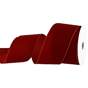 Homeford Outdoor Christmas Velvet Wired Ribbon, 2-1/2-inch, 10-Yard, Medium Red