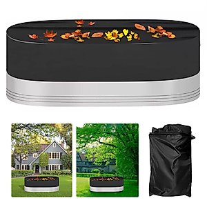 Oval Stock Tank Pool Cover 8 ft, 420D Heavy Duty Waterproof Polyester Oxford, Round Ended Stock Tank, Galvanized Stock Tank Pool Cover to Keep Oval Stock Tank Cold Plunge Pool, Tub, Pool Clean, Black