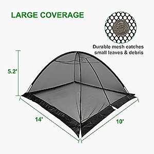 GROWNEER 14x10 Feet Pond Netting for Leaves, Pond Covers with Zipper with 4 Ropes, 8 Stakes, Storage Bag, Fiberglass Poles, Suitable for Pond Pool, Garden and Vegetables