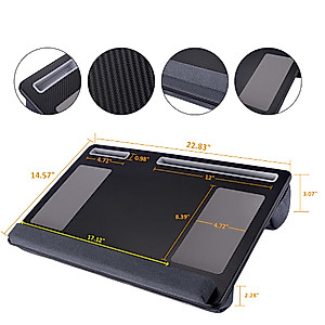 Extra Large Lap Laptop Desk- Home Office Portable LapDesk with Mouse Pad & Wrist Rest for Notebook/ MacBook/ Tablet, Sofa Bed Working, Writing, Drawing (Carbon Black, Fit Up to 17-inch Laptops)