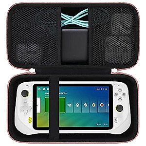 Elonbo Carrying Case for Logitech G Cloud Gaming Handheld, Logitech Portable Gaming Console Holder with Xbox Cloud Gaming, NVIDIA GeForce NOW, Google Play, Mesh Pocket Fits Power USB Cable,Rose Gold