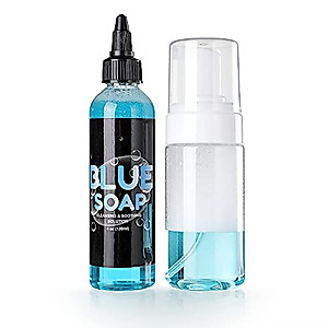 STIGMA Tattoo Blue Soap 4OZ with Foaming Bottle 100ml Cleaning Soothing Healing Solution Highly Concentrated Tattoo Soap TS301-4OZ-3A