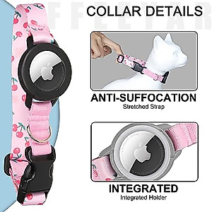 Upgraded AirTag Cat Collar, FEEYAR Integrated GPS Cat Collar with Apple Air Tag Holder and Bell [Pink], Safety Elastic Band Tracker Cat Collars for Girl Boy Cats, Kittens and Puppies 9-13 Inch