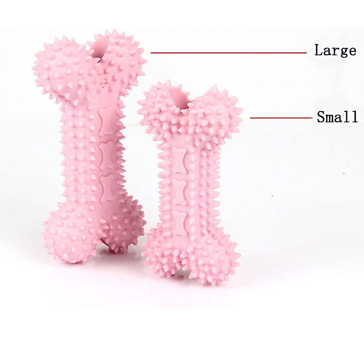 HaLumYi Rubber Bones for Dogs, Flexi Chew Dog Better Bones, Bite Force Dog Toy, Teething Dog Toys for Puppies, Large, A-Pink