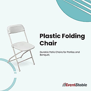 EventStable TitanPRO White Plastic Folding Chair - Lightweight Foldable Outdoor Chair - Durable Patio Chairs - Chairs Set for Parties Banquet Events - 10 Pack