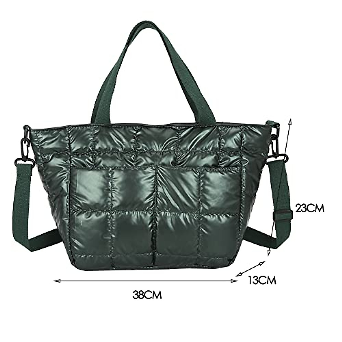 AZURAOKEY Puffer Tote Bag for Women, Quilted Cotton Padded Designer Handbag, Women Soft Lattice Pattern Shoulder Bag Underarm Bag Female Luxury Clutch Bag-Green