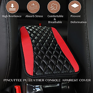 Pincuttee Pu Leather Console Armrest Cover 1PC, Car Center Console Pad Cover,Universal Armrest Box Mat,Waterproof Armrest Cover Center Console Pad(12.6"x7.5", Red)