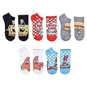 SpongeBob SquarePants Women's Krusty Krab Burger No Show Socks, Black, 9-11