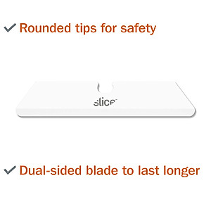 Slice 10526 Rounded Tip Ceramic Replacement Blade with 1" Cutting Depth, Equivalent to 20 Metal Blades (3 Pack), White