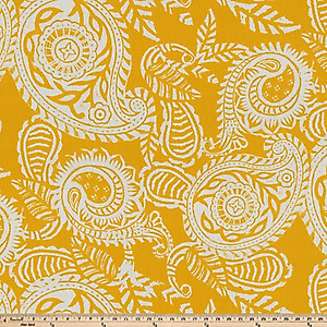 Pillow Perfect Paisley Indoor/Outdoor Chairpad with Ties, Reversible, Tufted, Weather, and Fade Resistant, 15.5" x 16", Yellow/Ivory Addie, 2 Count