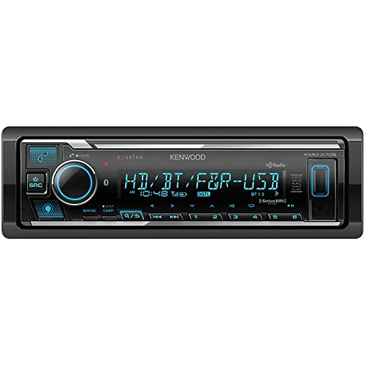Kenwood KMM-X705 Excelon Digital Multimedia Car Stereo - Single DIN with Bluetooth, AM/FM HD Radio, Alexa Built in, Variable Color, SiriusXM