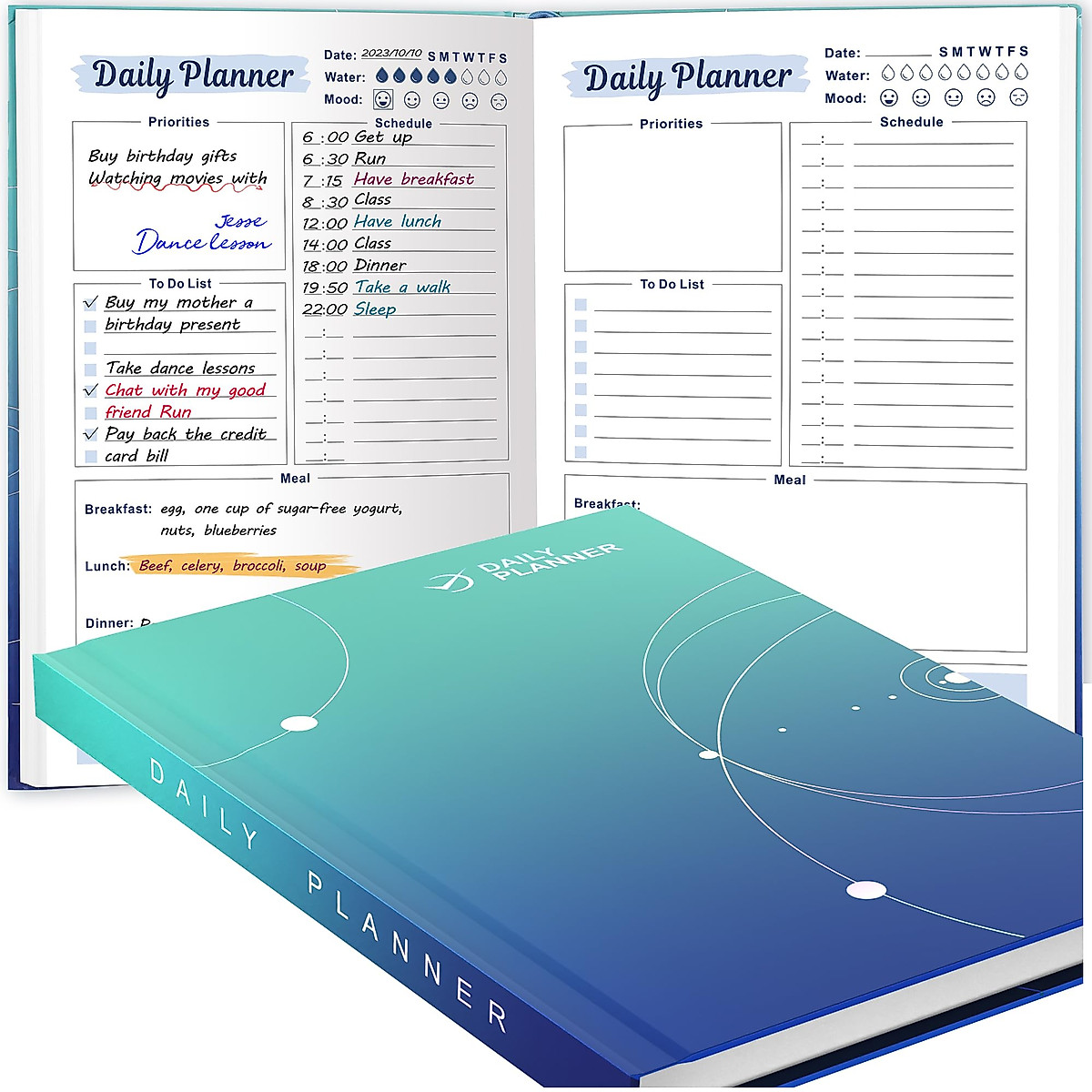 2024 Large Daily Planner Undated(7 X 10") -To-Do List Notebook with Hourly Schedule and Meal Plan for Work & Home, Office Schedule Organizer Notepad for Women & Men