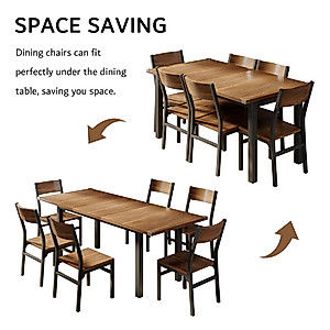 iPormis 7-Piece Dining Table Set with 6 Chairs, 63" Extendable Kitchen Table & Chairs Set for 4-6, Dining Room Table with Metal Frame & MDF Board, Perfect for Small Space, Easy Clean, Walnut