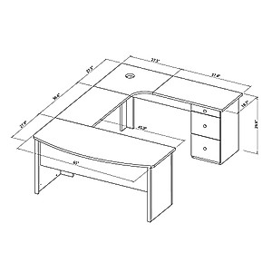 Realspace® Broadstreet 65"W U-Shaped Executive Desk, Cherry