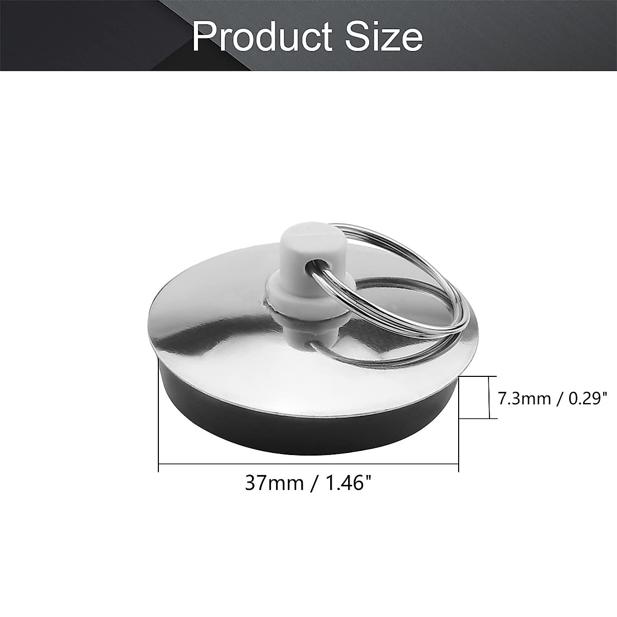 MroMax 1Pcs Stainless Steel Sink Plug Drain Stopper Fit 33mm with Ring for Bathtub Kitchen Bathroom Silver Tone