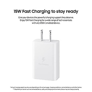 SAMSUNG 15W Wall Charger Type C (USB-C Cable Included), White