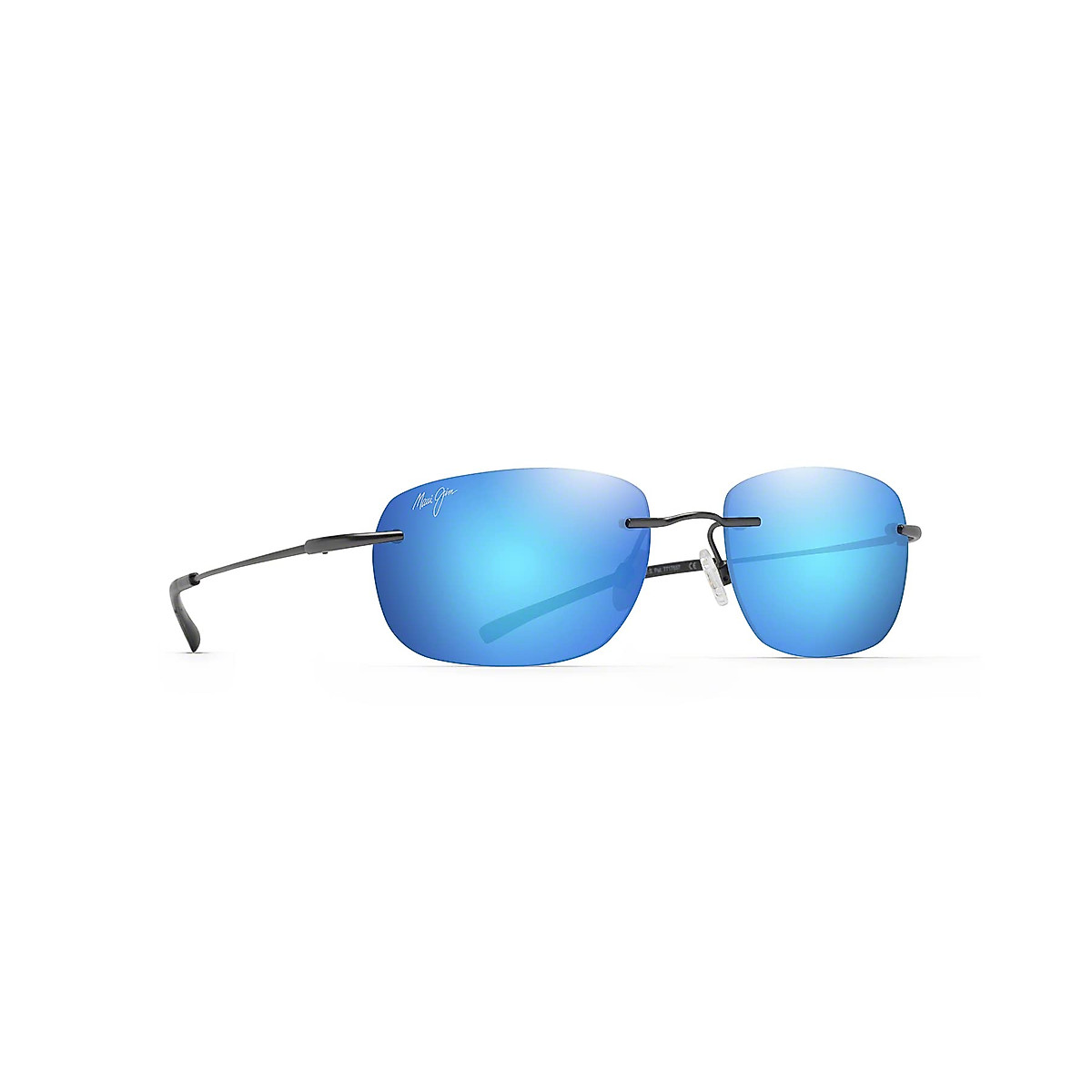 Maui Jim Men's and Women's Nanea Polarized Rimless Sunglasses, Gunmetal/Blue Hawaii, Medium