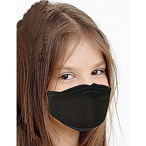 [10 Pack] (Age 6 to 15) 4-Layers Premium (KF94 Certified) Kids Face Mask (Made in Korea) Respirators Protective Disposable Dust Covers (Children, Youth, Teens, Small Face Adults) - Black -